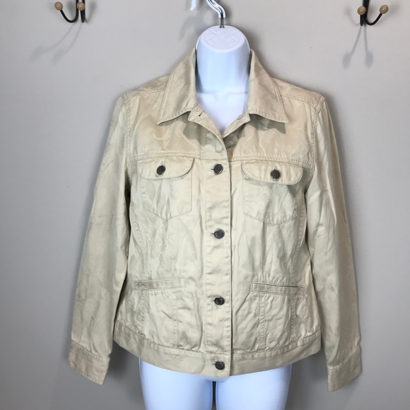 J. Jill | Jackets & Coats | J Jill Cream Jean Jacket Style Size S ...